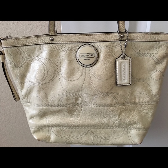 Coach | Bags | Coach Signature Stitch Patent Leather Tote Bag | Poshmark